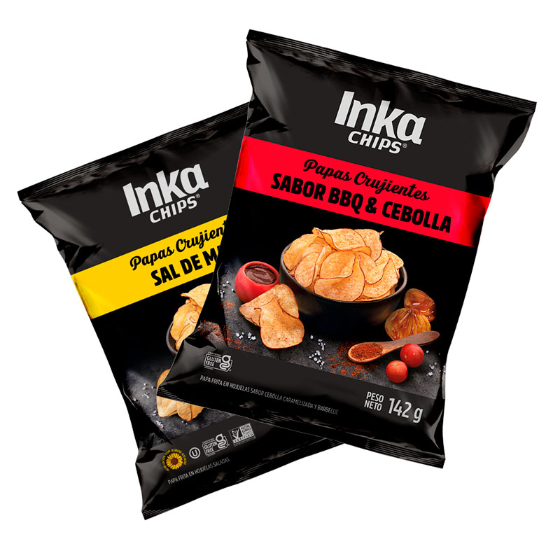 Pack Papas INKA CHIPS Sal de Mar + BBQ & Cebolla 135g - Pide.pe