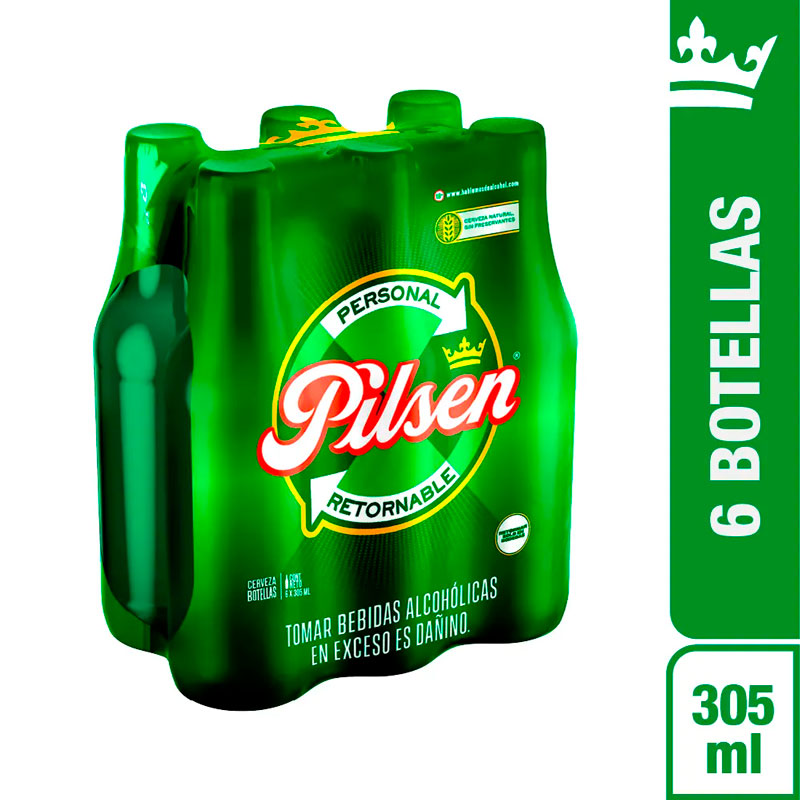 Cerveza PILSEN Callao Botella 305ml Paquete x 6un - Pide.pe