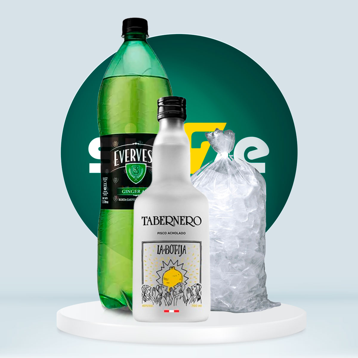 Combo Pisco LA BOTIJA Tabernero Acholado botella 700 ml + Evervess 1.5L ...